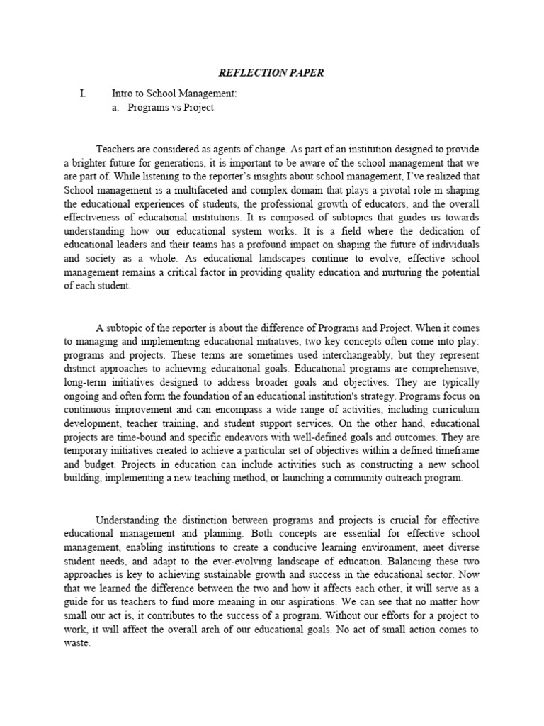 Reflection Paper | PDF | Goal | Cognitive Science