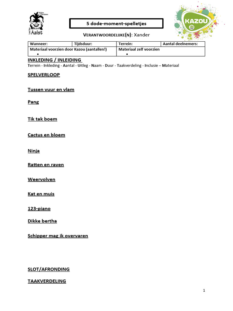 Dode Moment Spelletjes | PDF