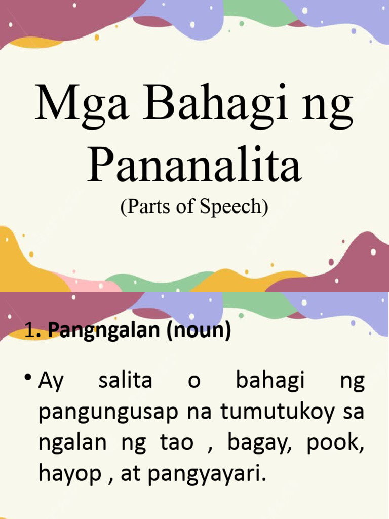 Mga Bahagi NG Pananalita | PDF