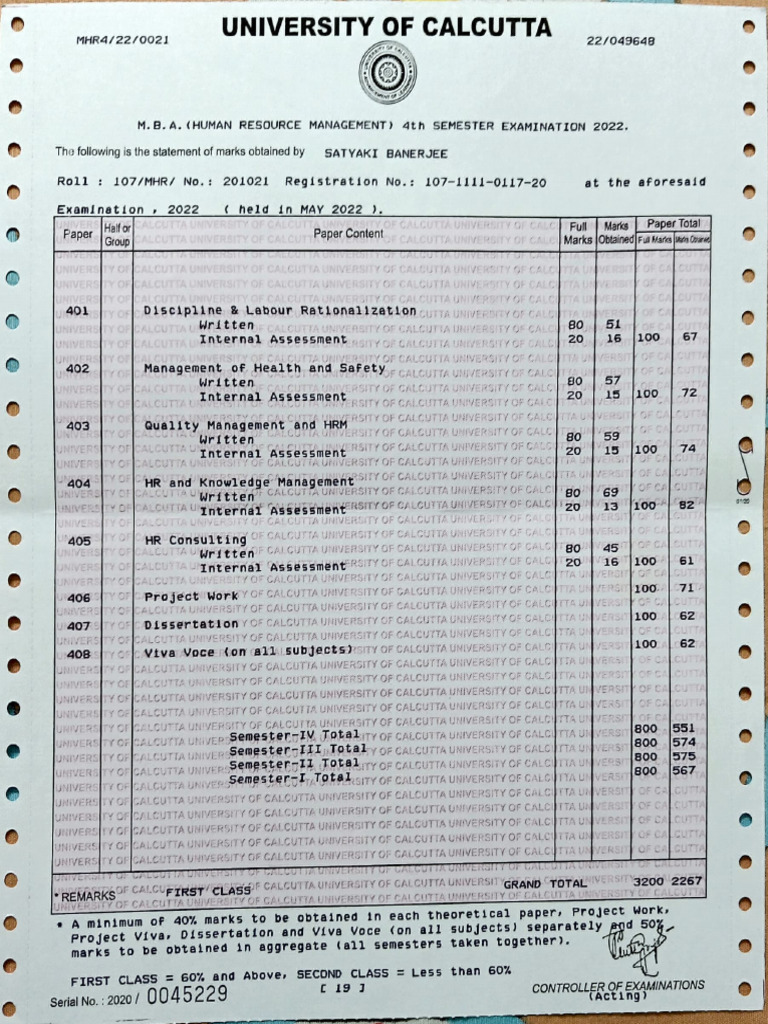 A19089458606421da4a35b88 A6421da4a34bcf Semester 4 Marksheet MBA ...