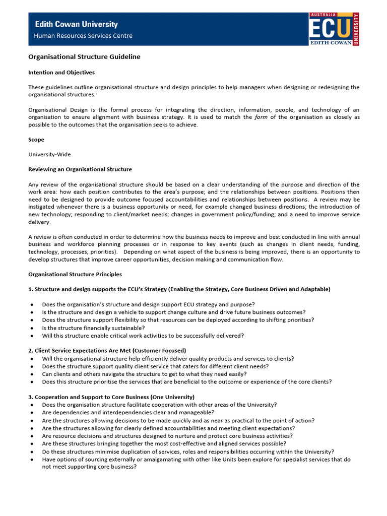 ECU Organisation Structure Guidelines | PDF | Organizational Structure | Governance