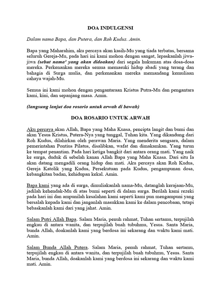 Doa Indulgensi Arwah | PDF