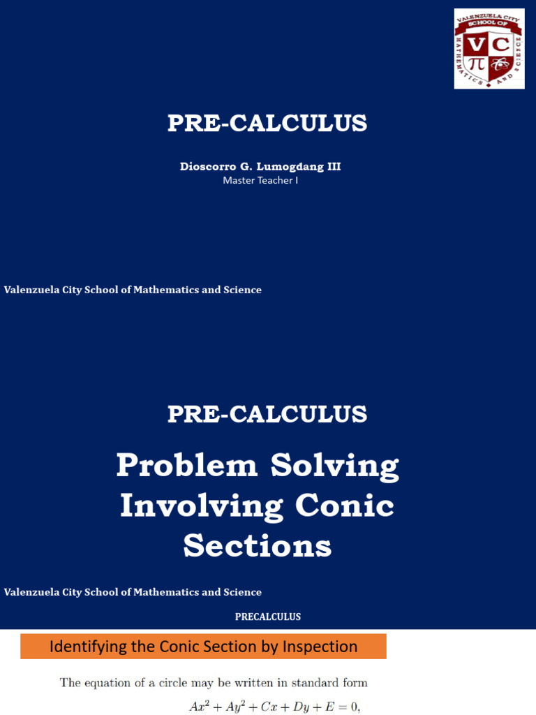 Pre-Calculus: Conic Sections Guide | PDF | Mathematics | Science