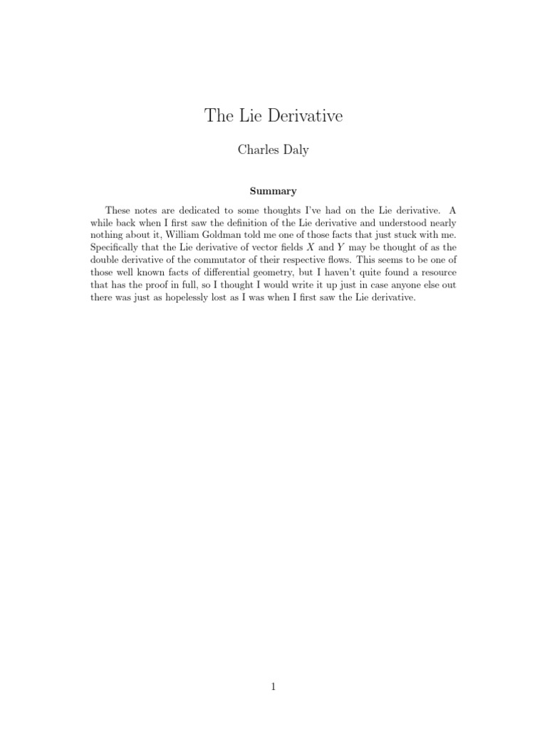 Lie Derivative | PDF | Differentiable Manifold | Derivative