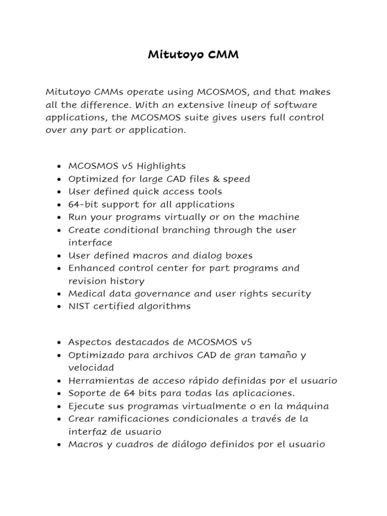 Mitutoyo CMM | PDF | Tecnologías de la información | Ingeniería de Sistemas