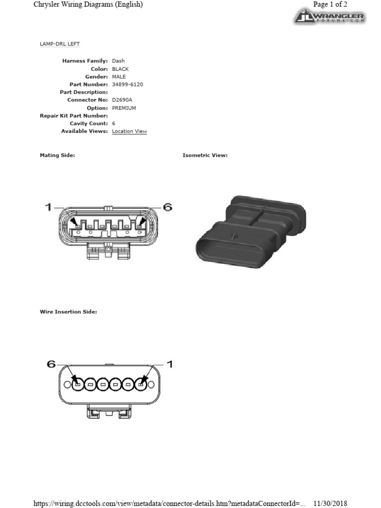 LAMP DRL LEFT PREMIUM Connector Details | PDF
