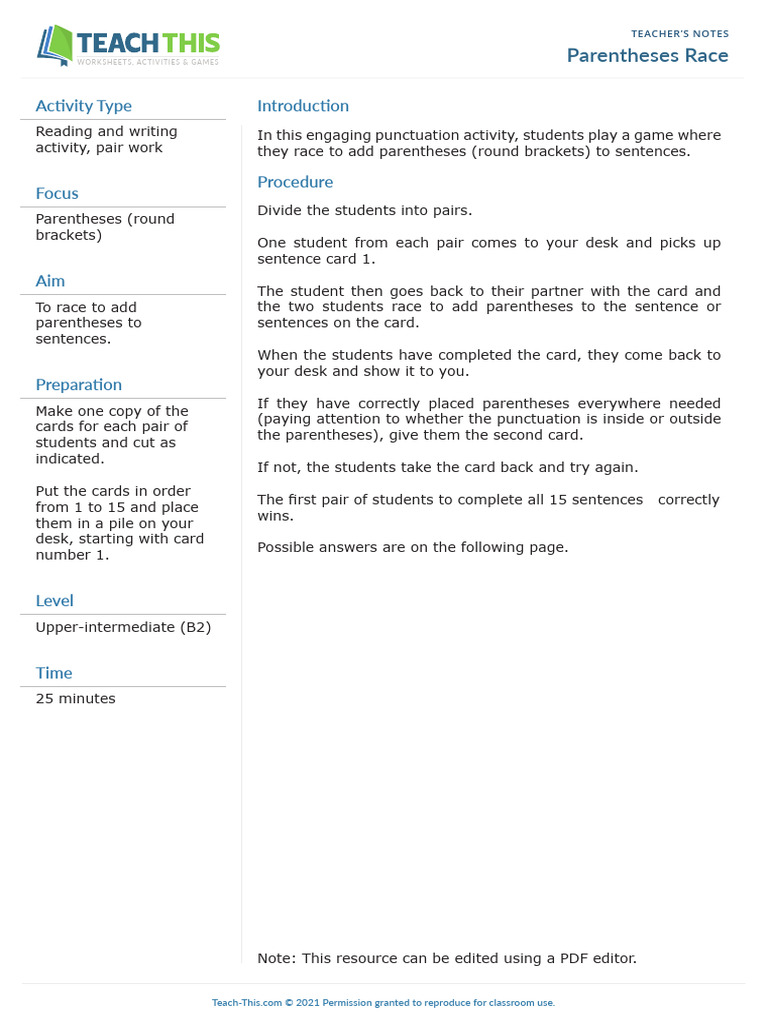 Parentheses Race | Download Free PDF | Bracket
