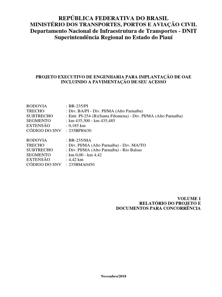 Volume 1 - Relatório Do Projeto e Documentos para Concorrência | PDF | Tecnologia e Engenharia