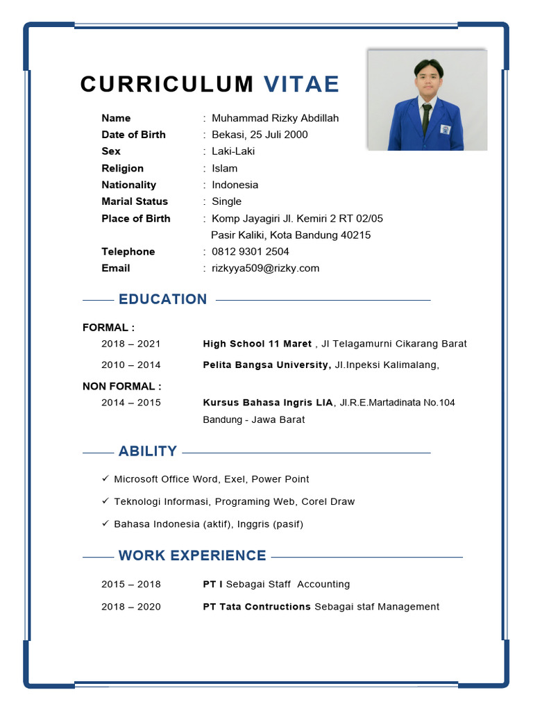 CV Muhammad Rizky: Pengalaman & Keahlian | PDF