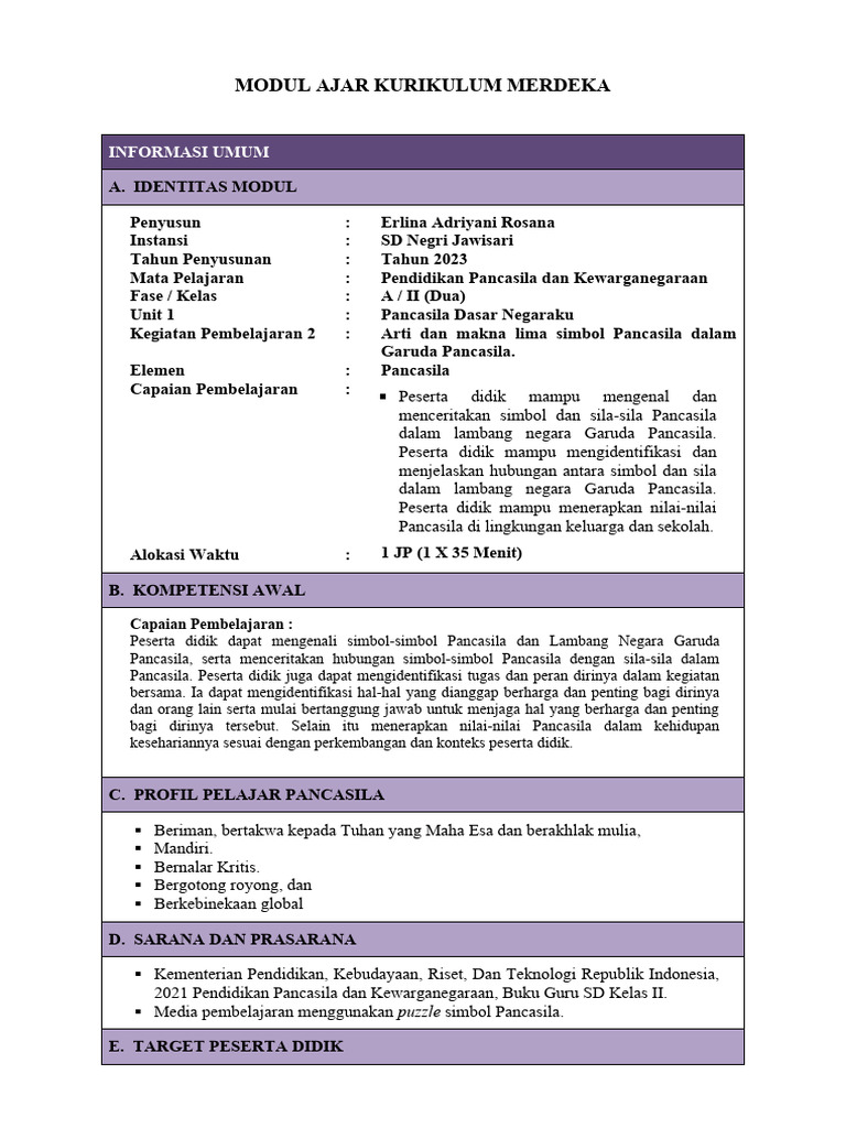 Modul Ajar 2 Pendidikan Pancasila | PDF | Karier & Perkembangan | Sains & Matematika