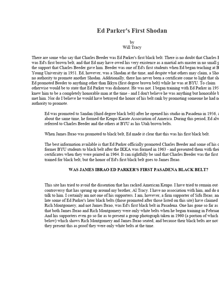 Ed Parker's First Black Belt Controversy | PDF | Japanese Martial Arts ...