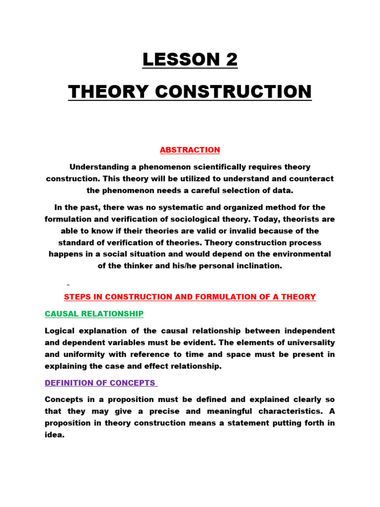 LESSON 2 Theory Construction | PDF | Theory | Hypothesis