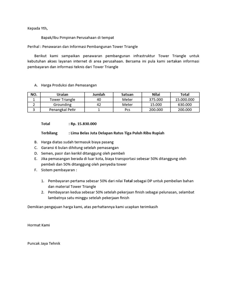 Permohonan Tower Triangle | PDF