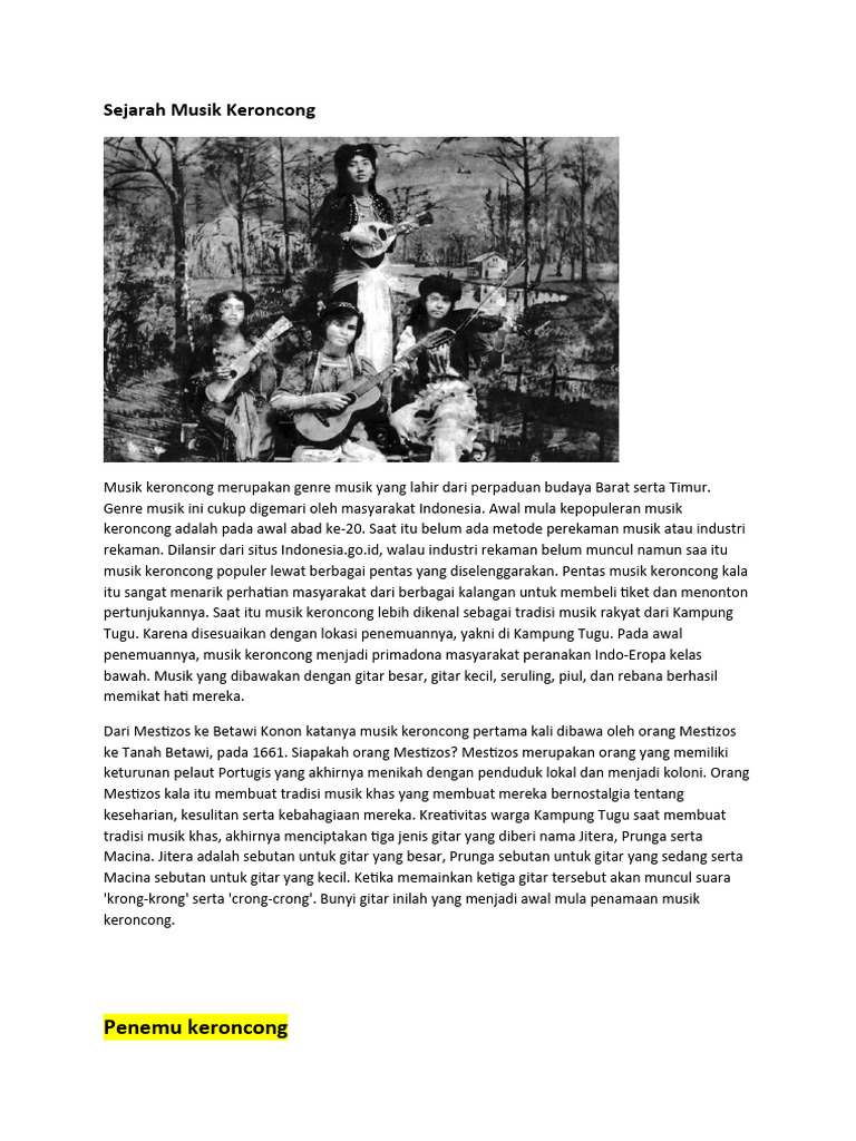 Sejarah dan Tokoh Musik Keroncong | PDF | Seni