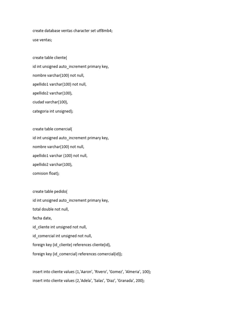 Create Database Ventas Character Set Utf8mb4 | PDF | Computing ... Create Database Ventas Character Set Utf8mb4 | PDF | Computing ...