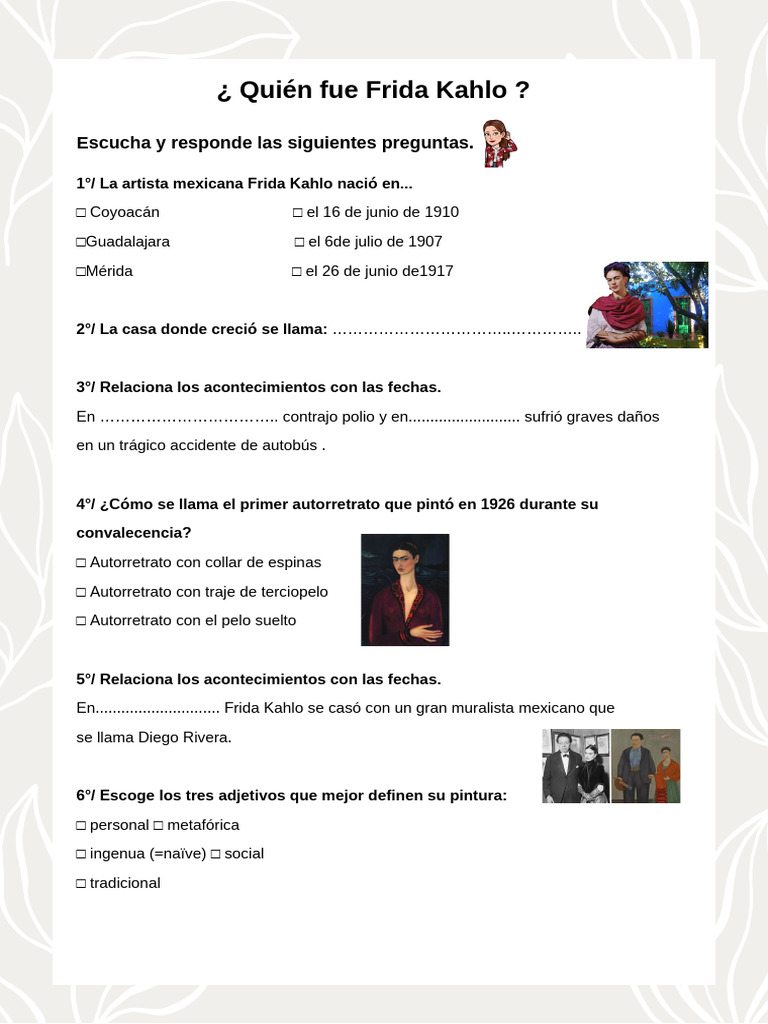 Biografía de Frida Kahlo: Vida y Arte | PDF