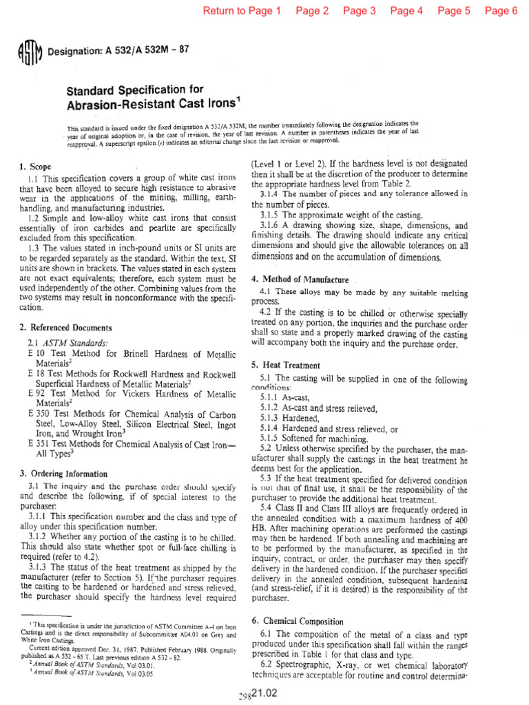 Norma Astm A532 | PDF | Heat Treating | Cast Iron