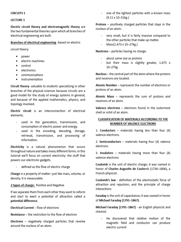 Circuits Reviewer | PDF | Voltage | Electric Current