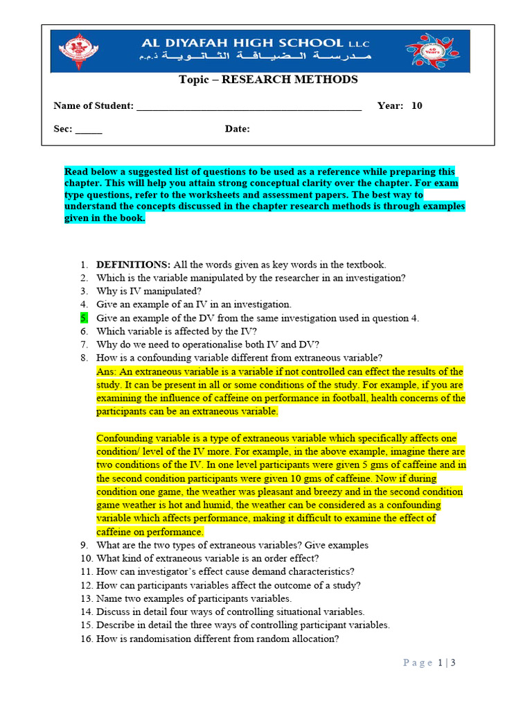 Question Bank Research Methods | PDF | Hypothesis | Validity (Statistics)