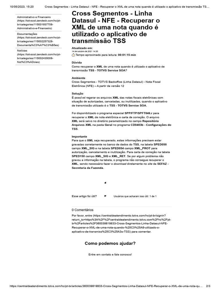 Cross Segmentos Linha Datasul Nfe Recuperar O Xml De Uma Nota Quando É Utilizado O