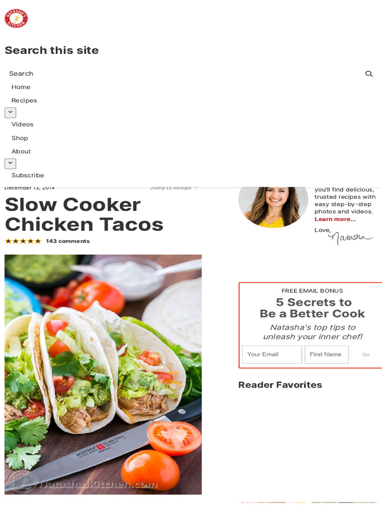 Recipe Slow Cooker Chicken Tacos | PDF | Sauce | Mustard (Condiment)