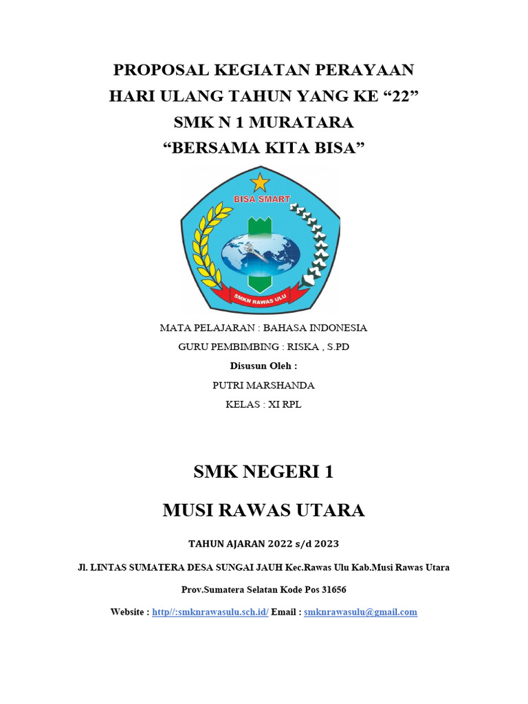 Cover & Makalah Contoh Proposal SMK 1 Muratara | PDF