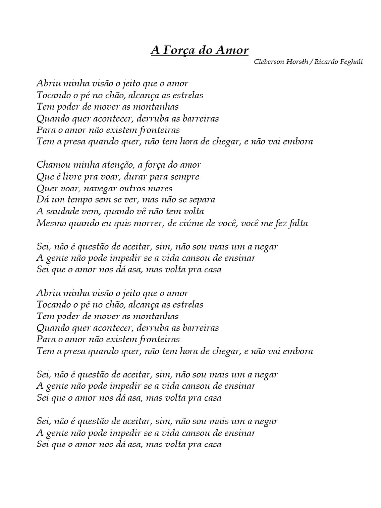 A Força Do Amor - Roupa Nova - Letra | PDF