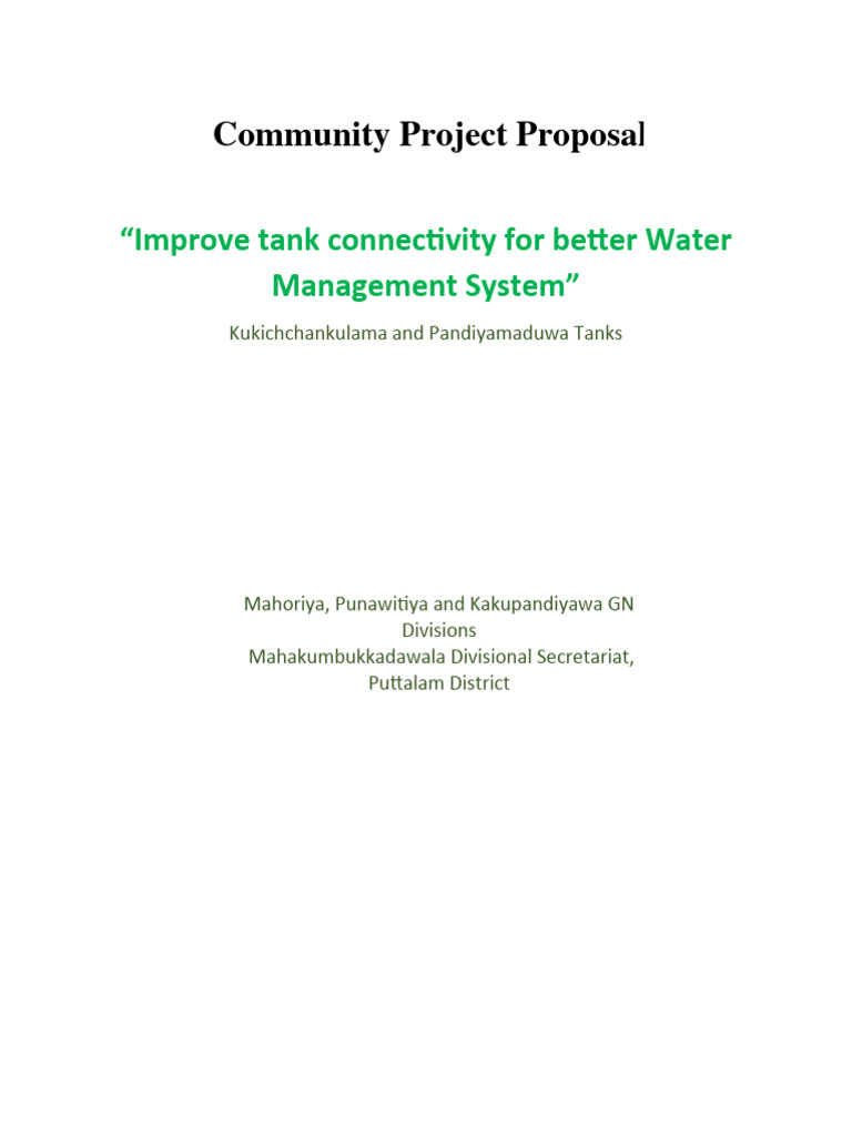 Community Proposal - Mahakumbukkadawala - Revised | PDF | Water ...