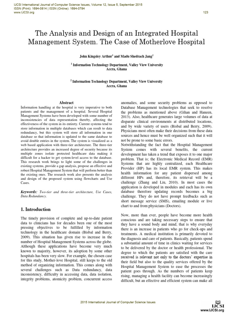 Analysis and Design of Integrated HMS | PDF | Cloud Computing | Databases