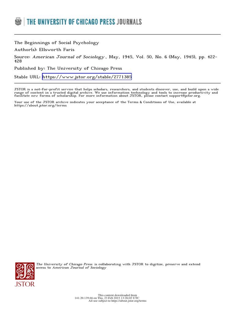 Origins of Social Psychology Explained | PDF | Psychology | Science
