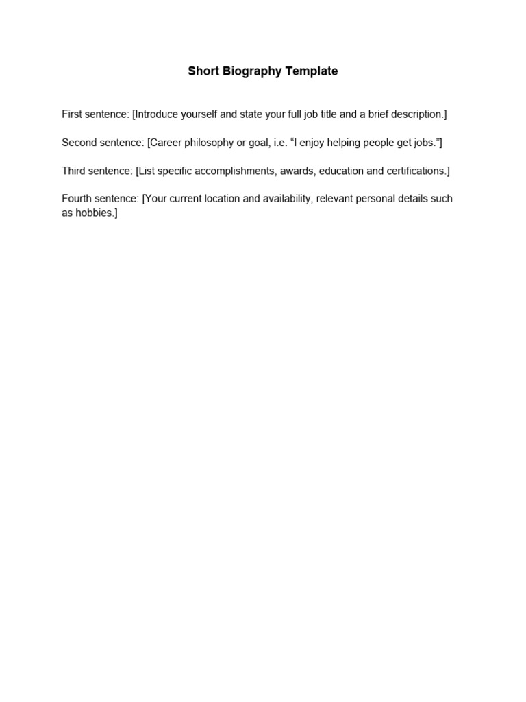 Short Biography Template | PDF