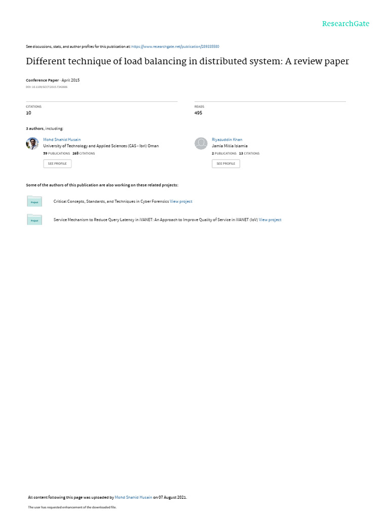 GCCT 2015 7342686 | PDF | Load Balancing (Computing) | Distributed Computing