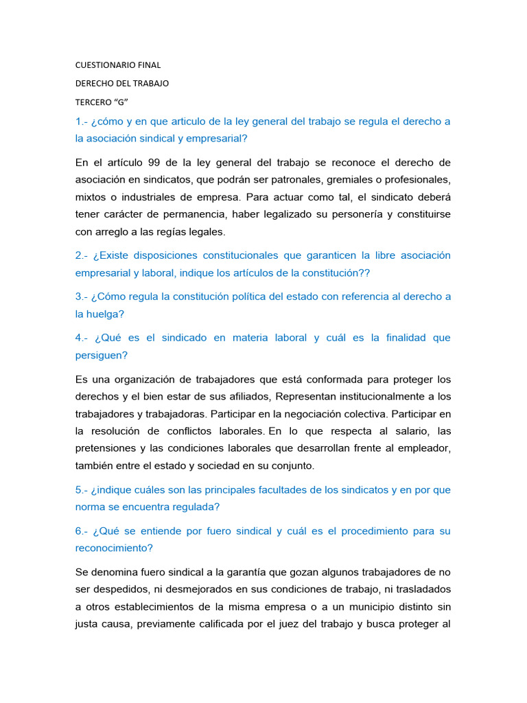 Examen Final Laboral REALIZADO | PDF | Derecho laboral | Arbitraje