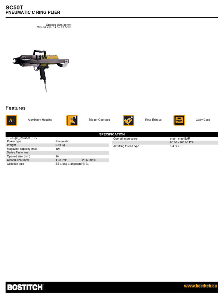 Sc50t Specification Sheet PDF