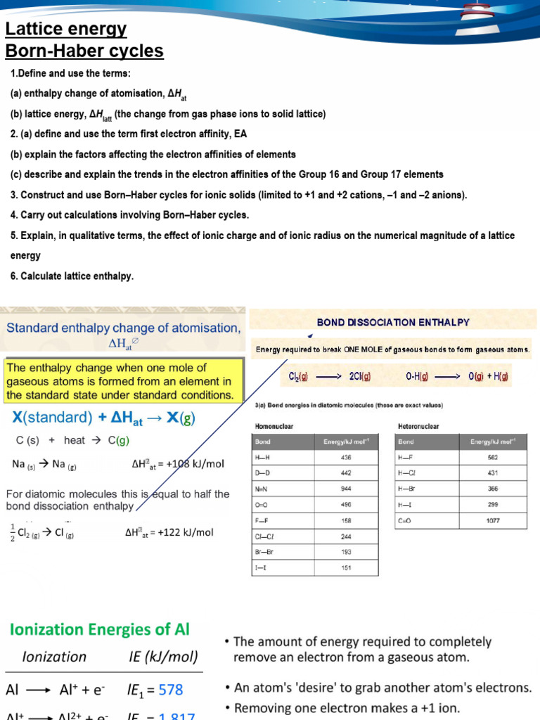 1 Lattice Energy and Born-Haber Cycle 1 | PDF | Ion | Ionic Bonding