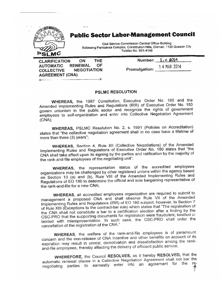 PSLMC Resolution No. 1, S. 2014 | PDF