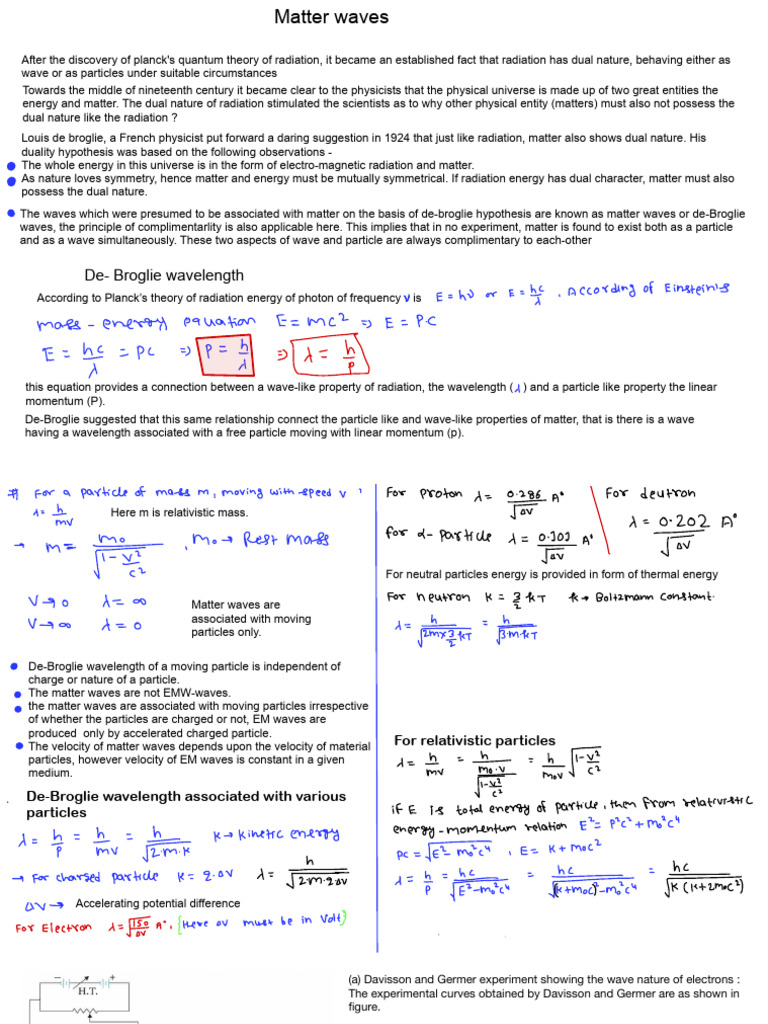 Matter Waves | PDF | Electromagnetic Radiation | Matter
