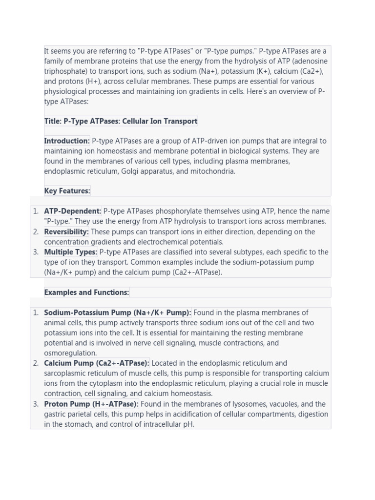 P Pumps | PDF | Calcium In Biology | Cell Membrane