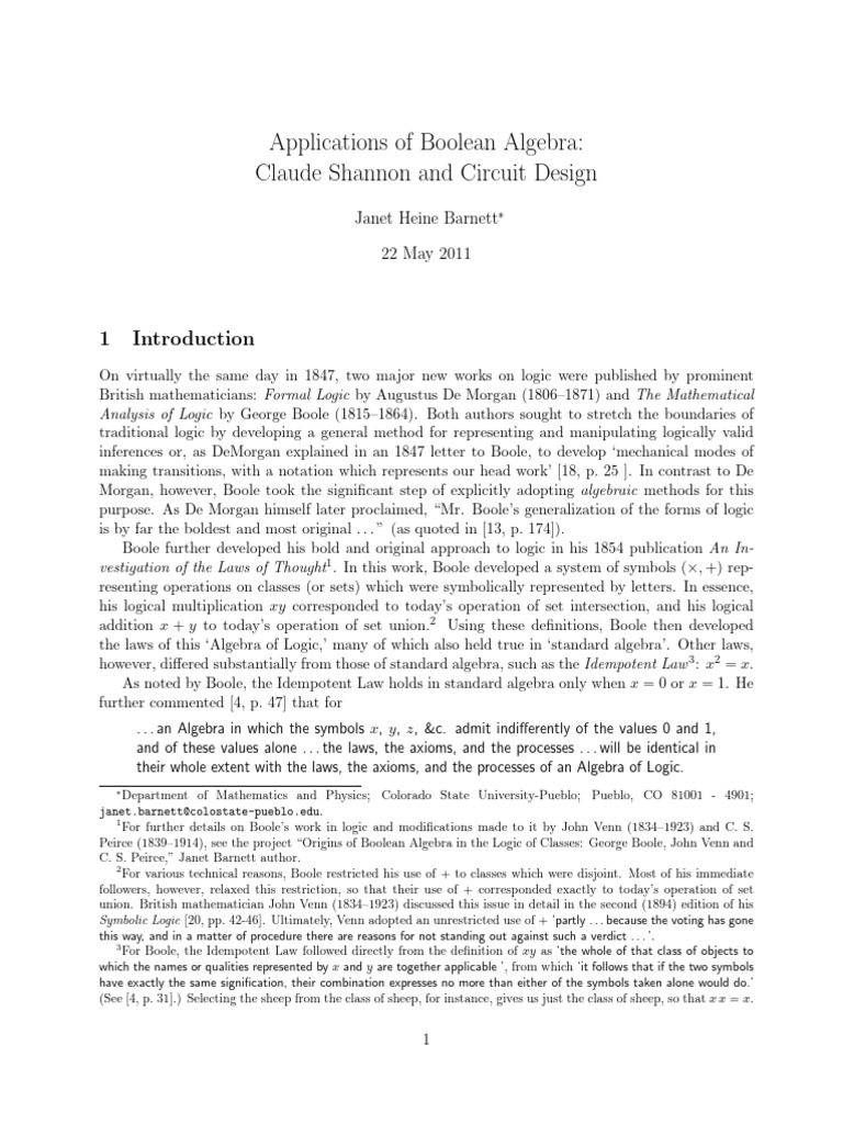 25520111235shannon - Application of Boolean Algebra Project | PDF ...
