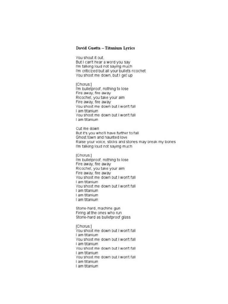 Titanium Lyrics | PDF