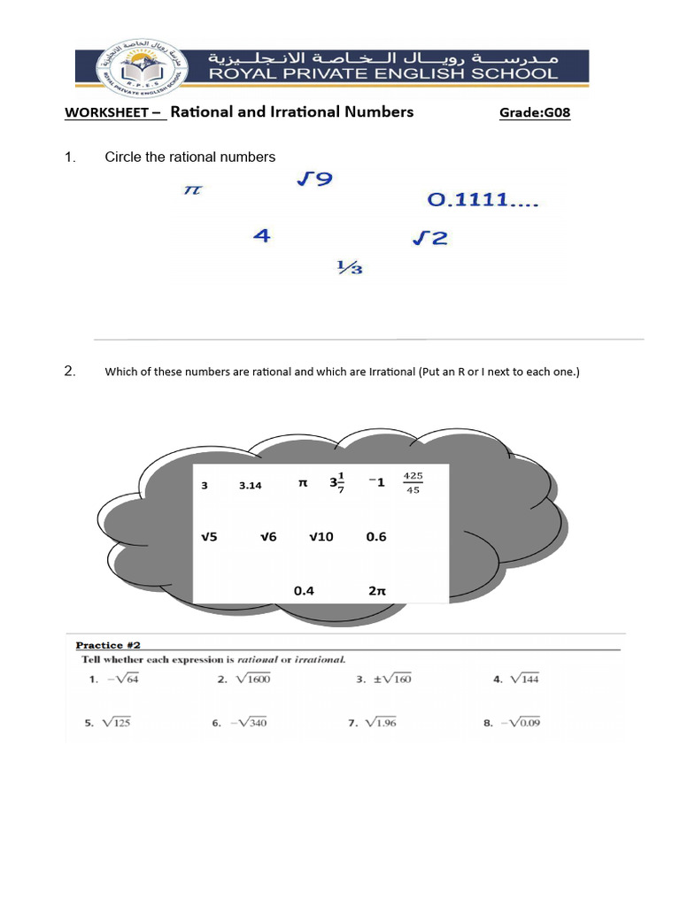 Worksheet 1 - Rational and Irrational-Numbers | PDF