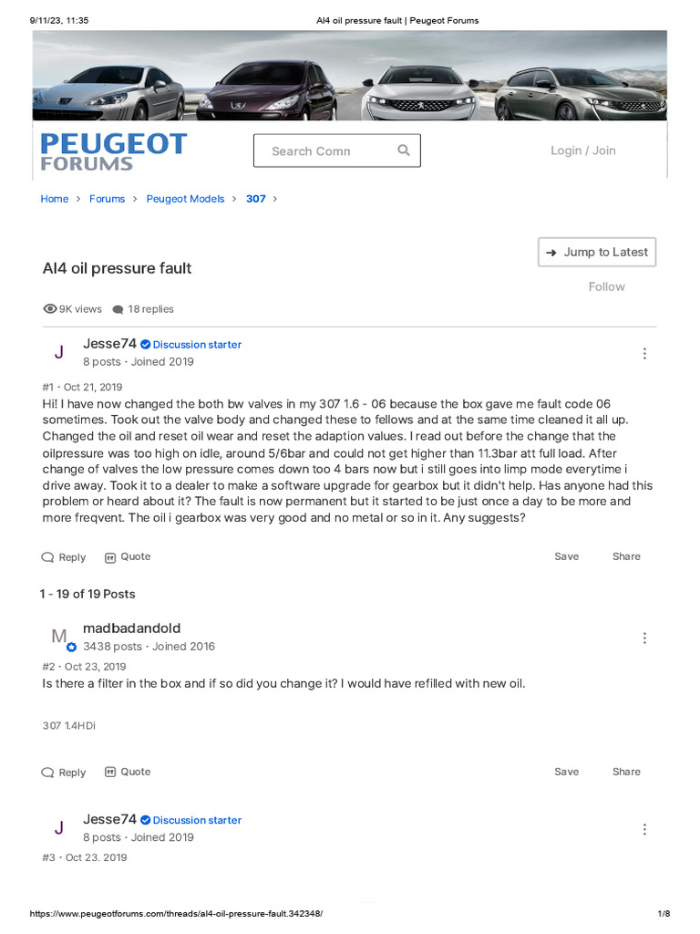 Al4 Oil Pressure Fault - Peugeot Forums | PDF | Manufactured Goods