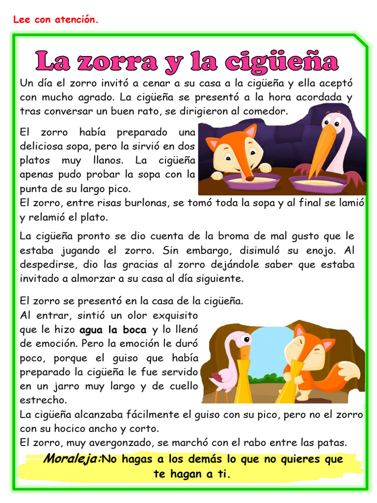 LA ZORRA Y LA CIGUEÑA | PDF