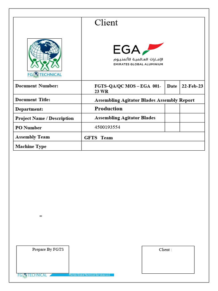 Assembling Agitator Blades Assembly Report | PDF | Welding | Construction