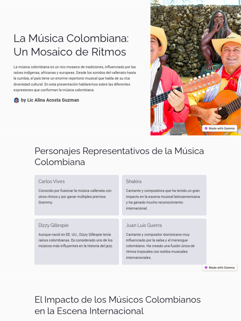 La Musica Colombiana Un Mosaico de Ritmos | PDF | Colombia | Musica ...