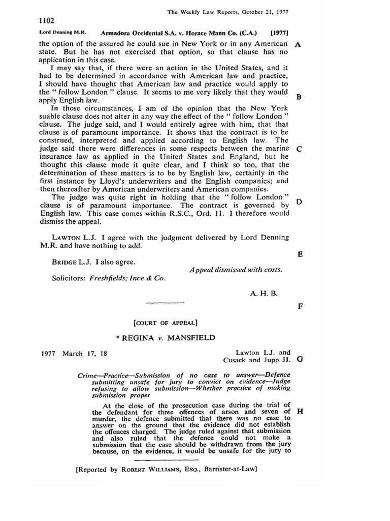 R V Mansfield (1977) 1 W.L.R. 1102 | PDF