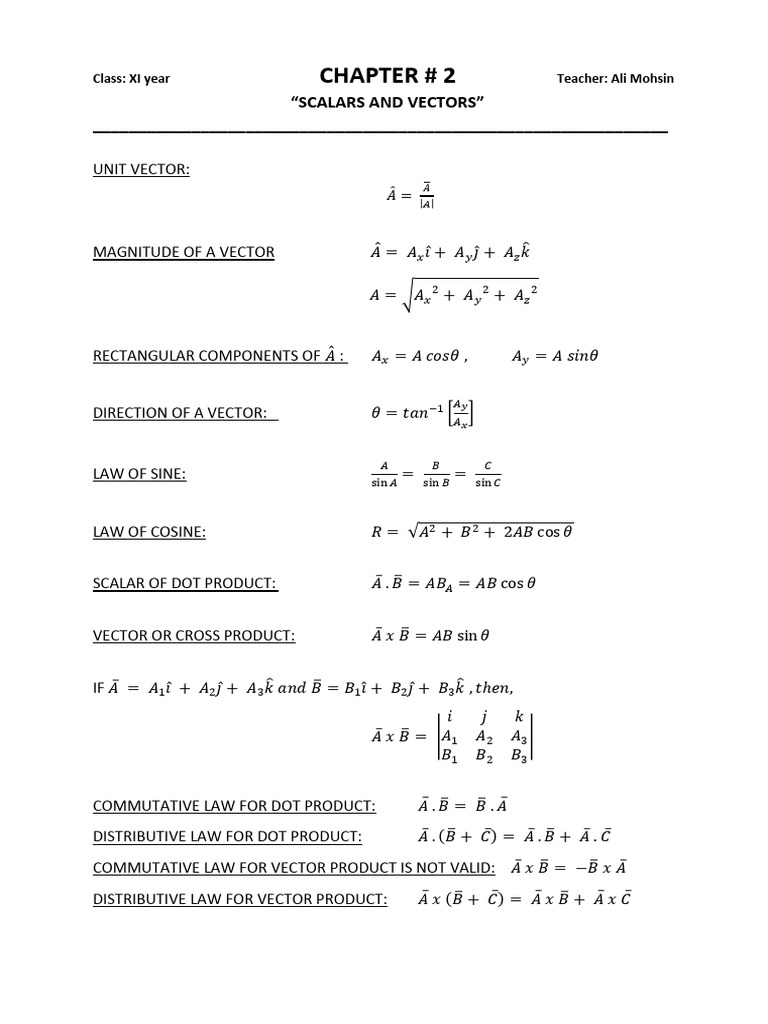 1st Year Formula Sheet | PDF | Euclidean Vector | Acceleration