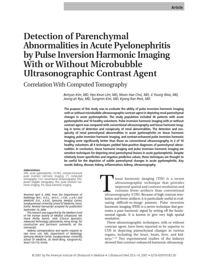 Detection of Parenchymal Abnormalities in Acute Pyelonephritis by Pulse ...