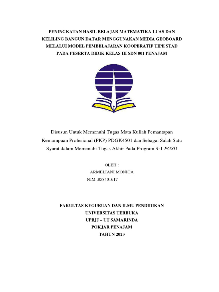Laporan PKP PGSD Armeliani Monica - 858401617 | PDF | Karier ...