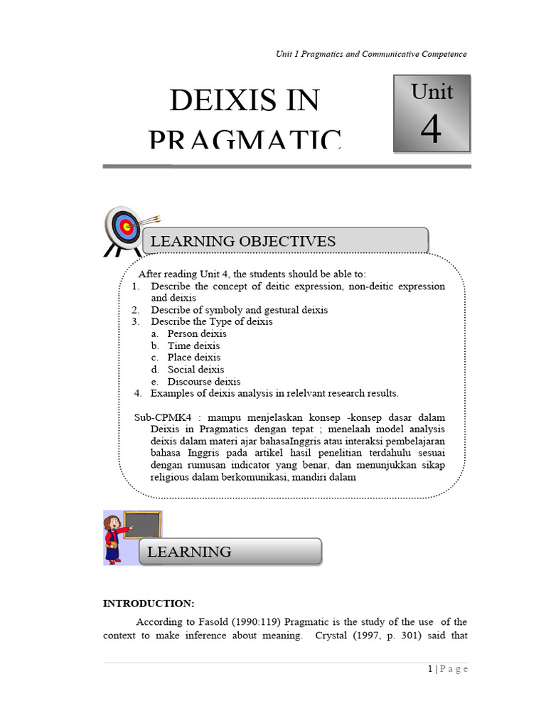 Paper of Grpup 4 - Deixis in Pragmatic | PDF | Interpretation ...